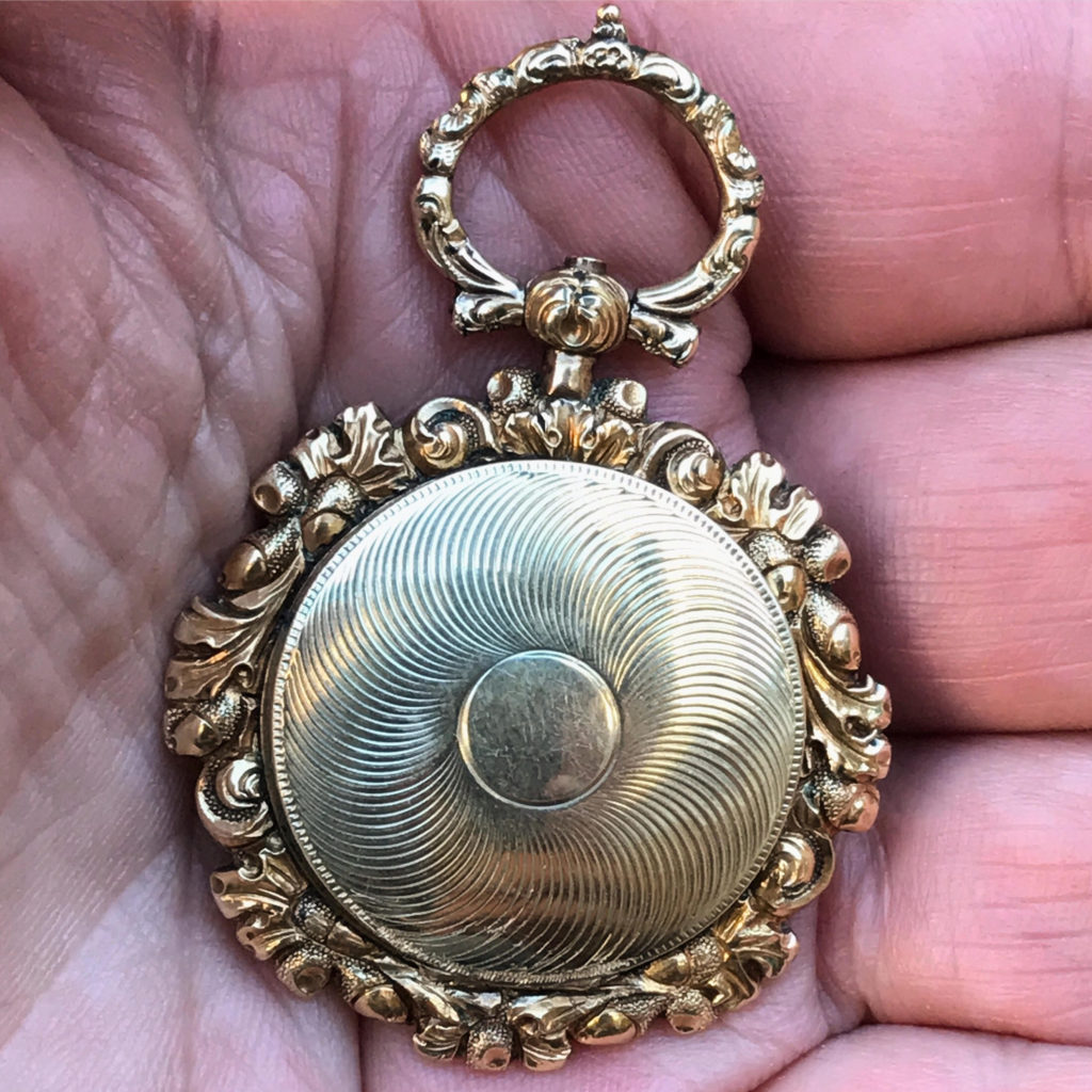 SOLD: Georgian gold mourning locket with rose-cut diamond forget-me-not ...