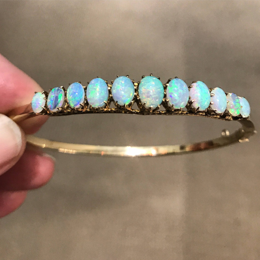 SOLD: Victorian Australian opal rose gold bangle, circa 1900 | Karen ...