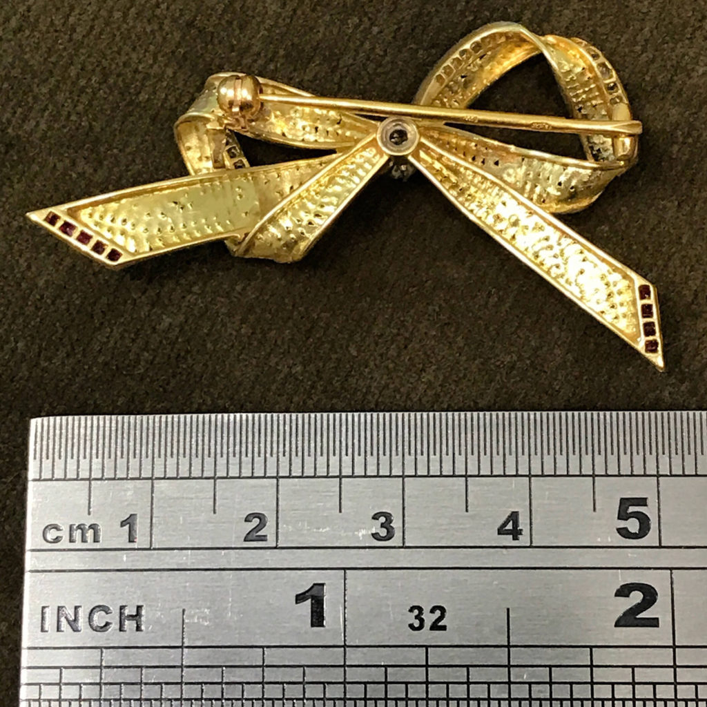 SOLD: Retro gold, diamond and ruby bow brooch, circa 1930 | Karen ...