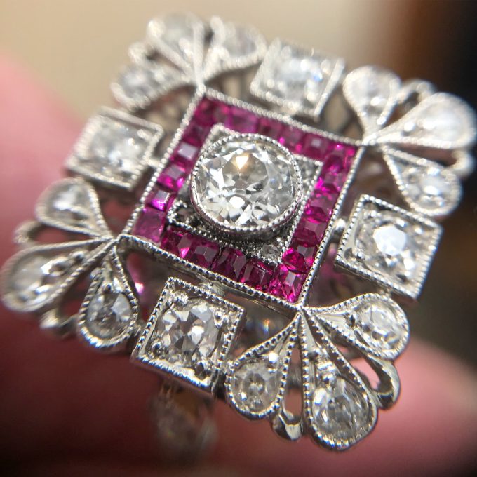 Art Deco diamond and ruby ring, circa 1925 | Karen Deakin Antiques