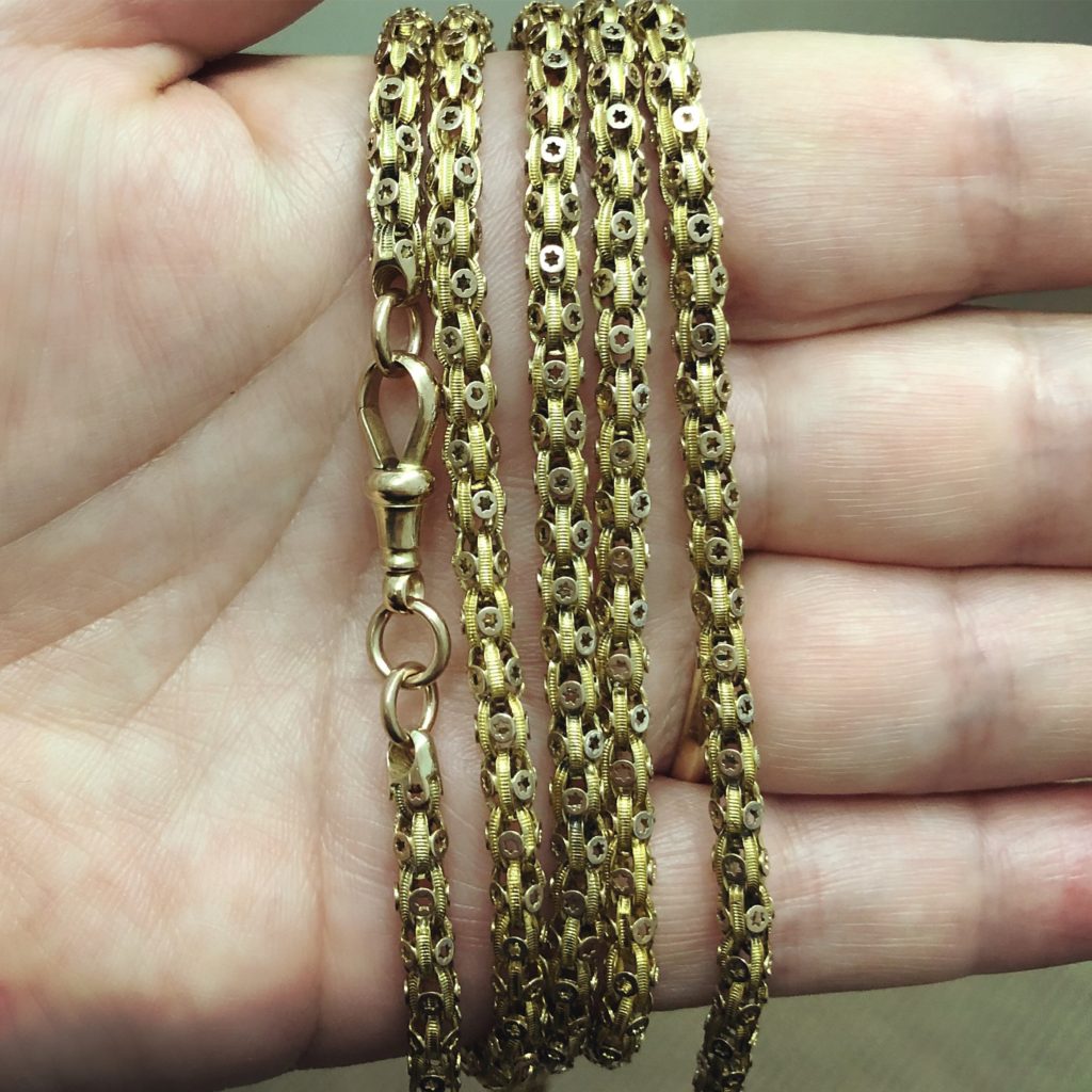SOLD: Victorian gold guard chain, 64 1/2 inches, circa 1880 | Karen ...