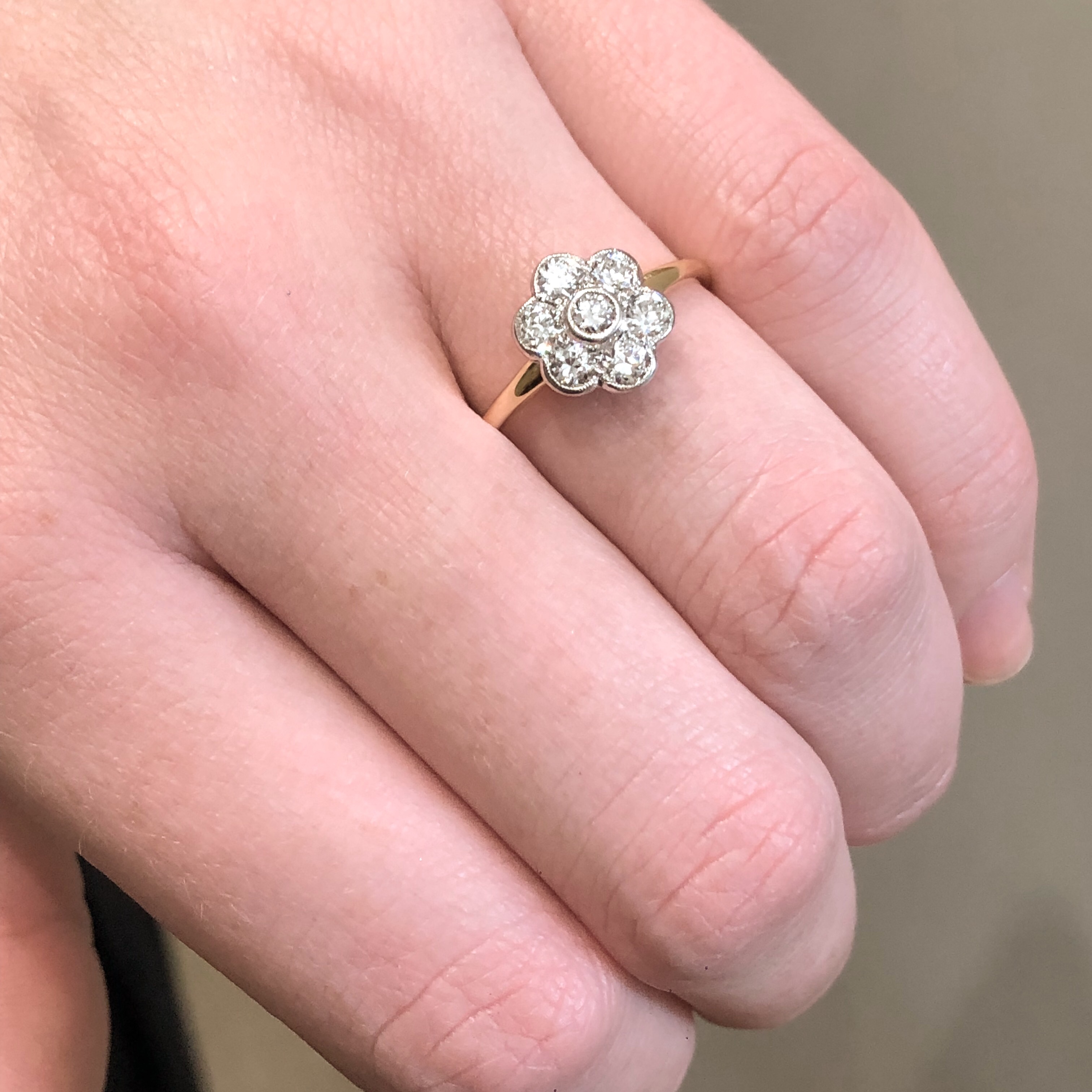 SOLD: Seven-stone diamond cluster ring, circa 1940 | Karen Deakin Antiques