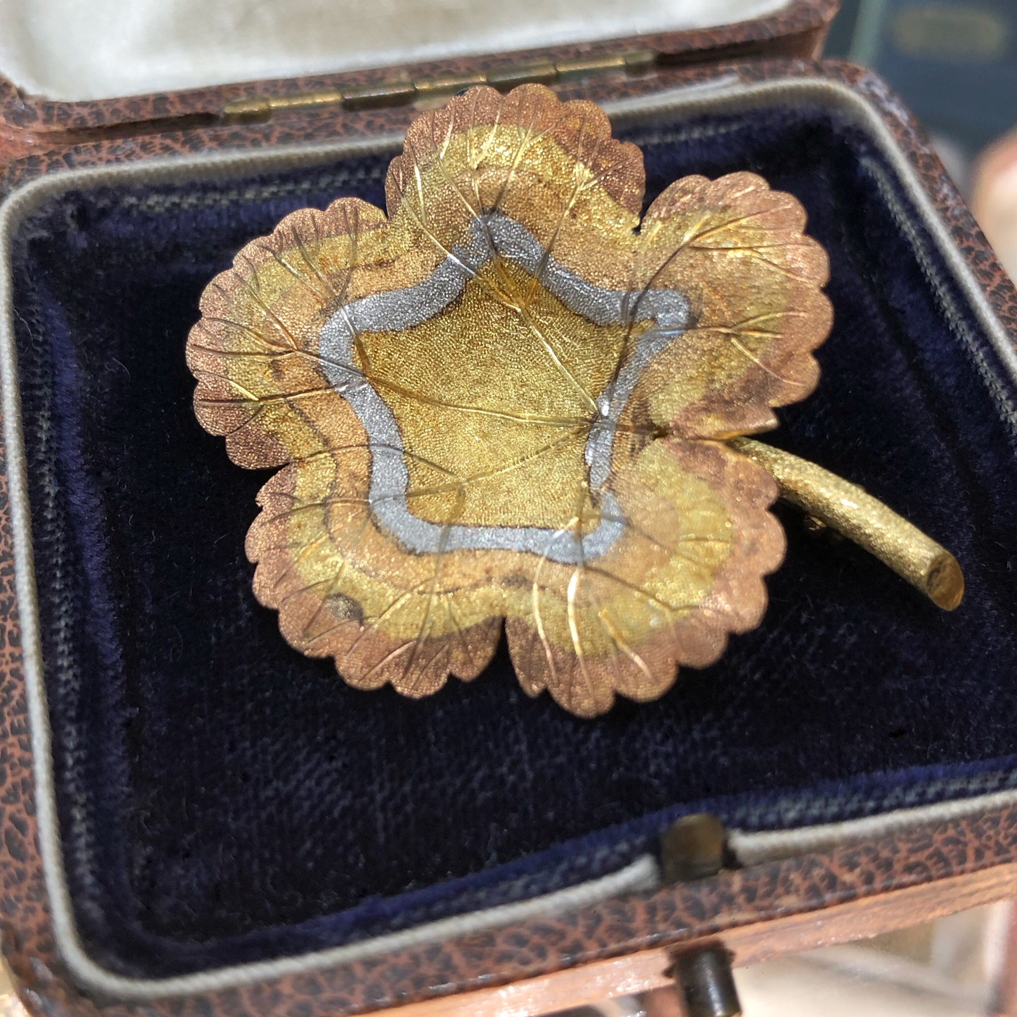 Victorian geranium leaf brooch in mixed golds, circa 1870 | Karen ...