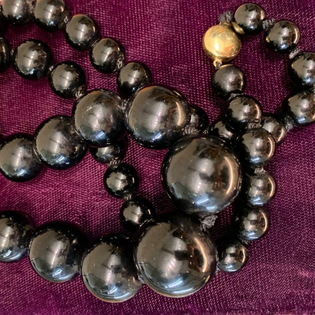 SOLD: Whitby jet beads with a gold clasp, 26 inches, 19th century ...