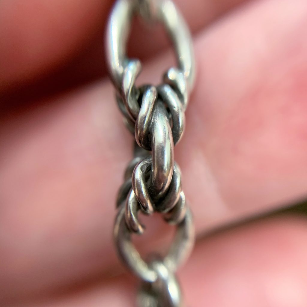 SOLD: Victorian sterling silver watch chain, 16 1/2 inches, circa 1900 ...