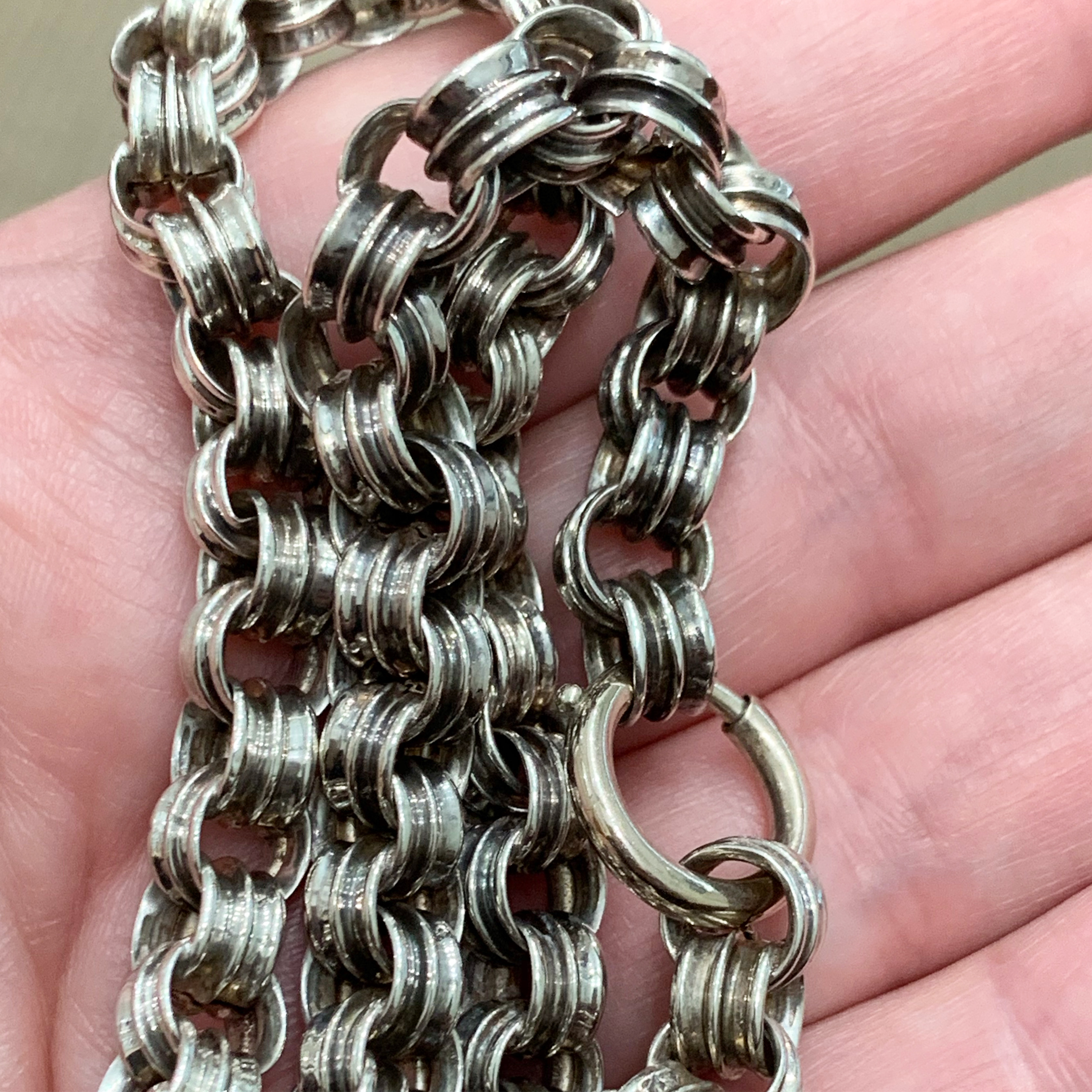 SOLD: Victorian sterling silver locket chain, nearly 19 inches, circa ...