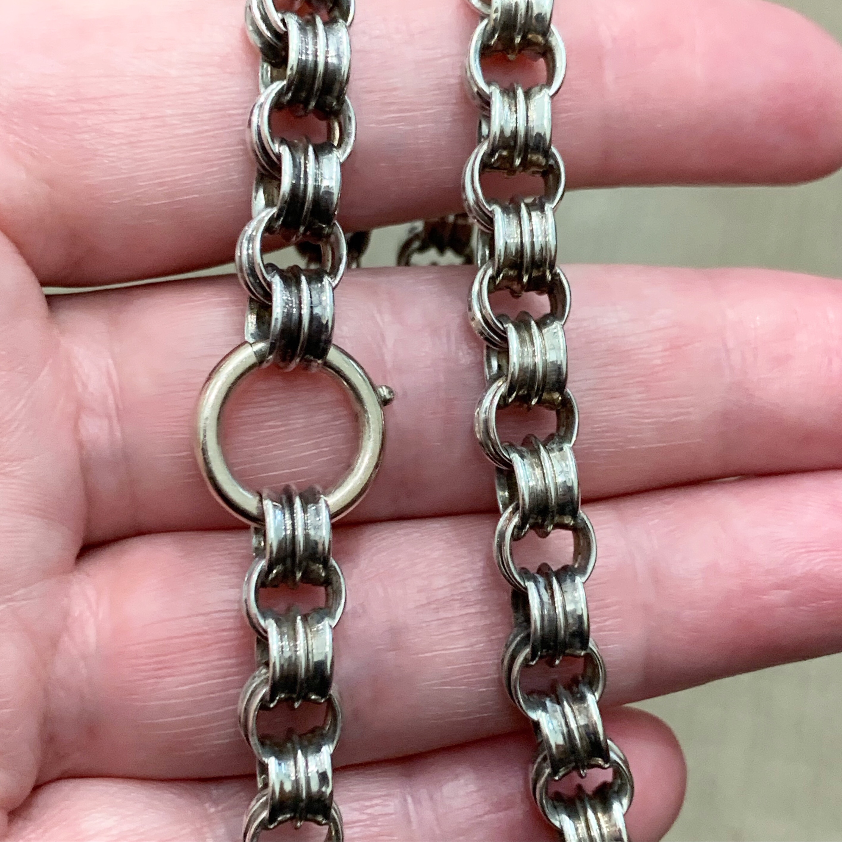 SOLD: Victorian sterling silver locket chain, nearly 19 inches, circa ...