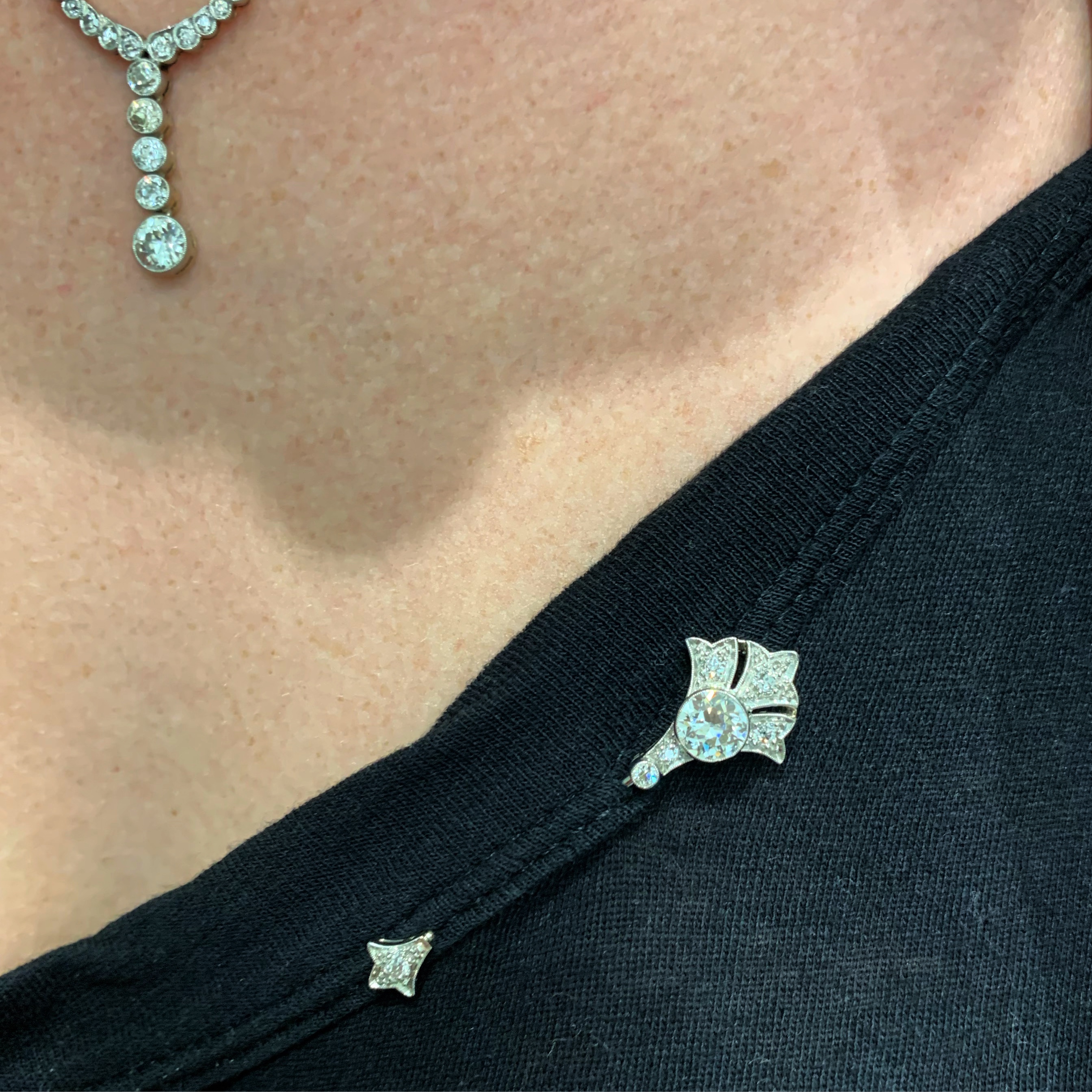 SOLD: Diamond jabot pin, circa 1920s | Karen Deakin Antiques