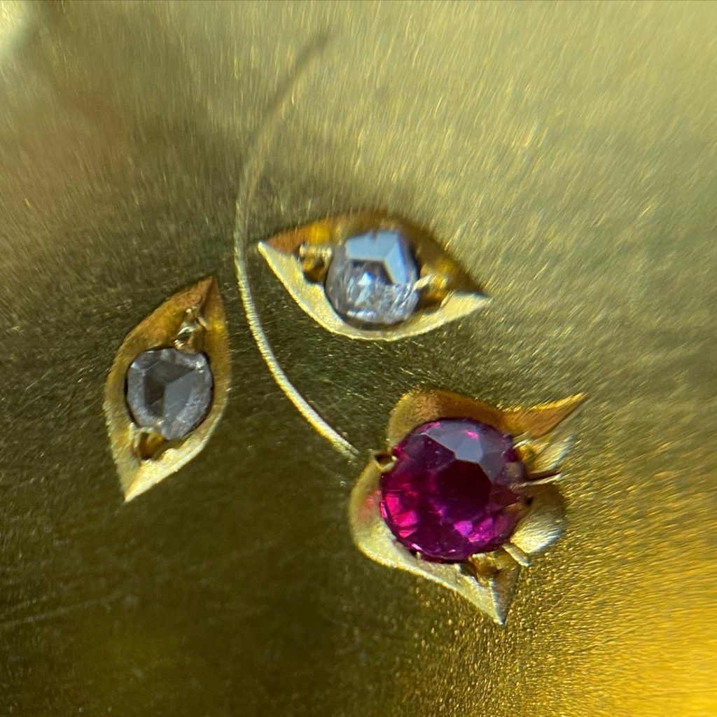Gold mirror locket with ruby and diamond roses, circa 1920 | Karen ...