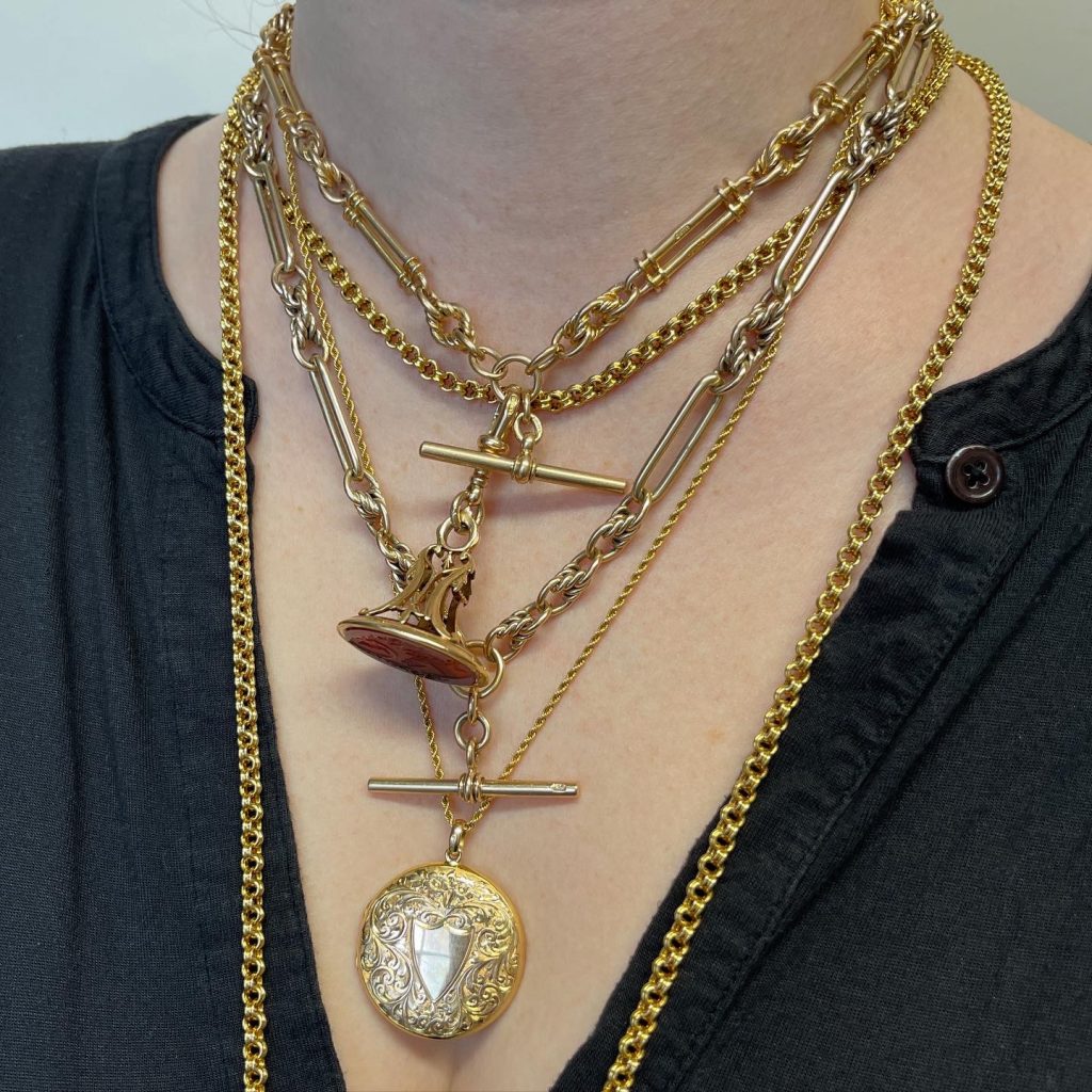 SOLD: Victorian 18-carat gold guard chain, 62 inches, 58 grams | Karen ...