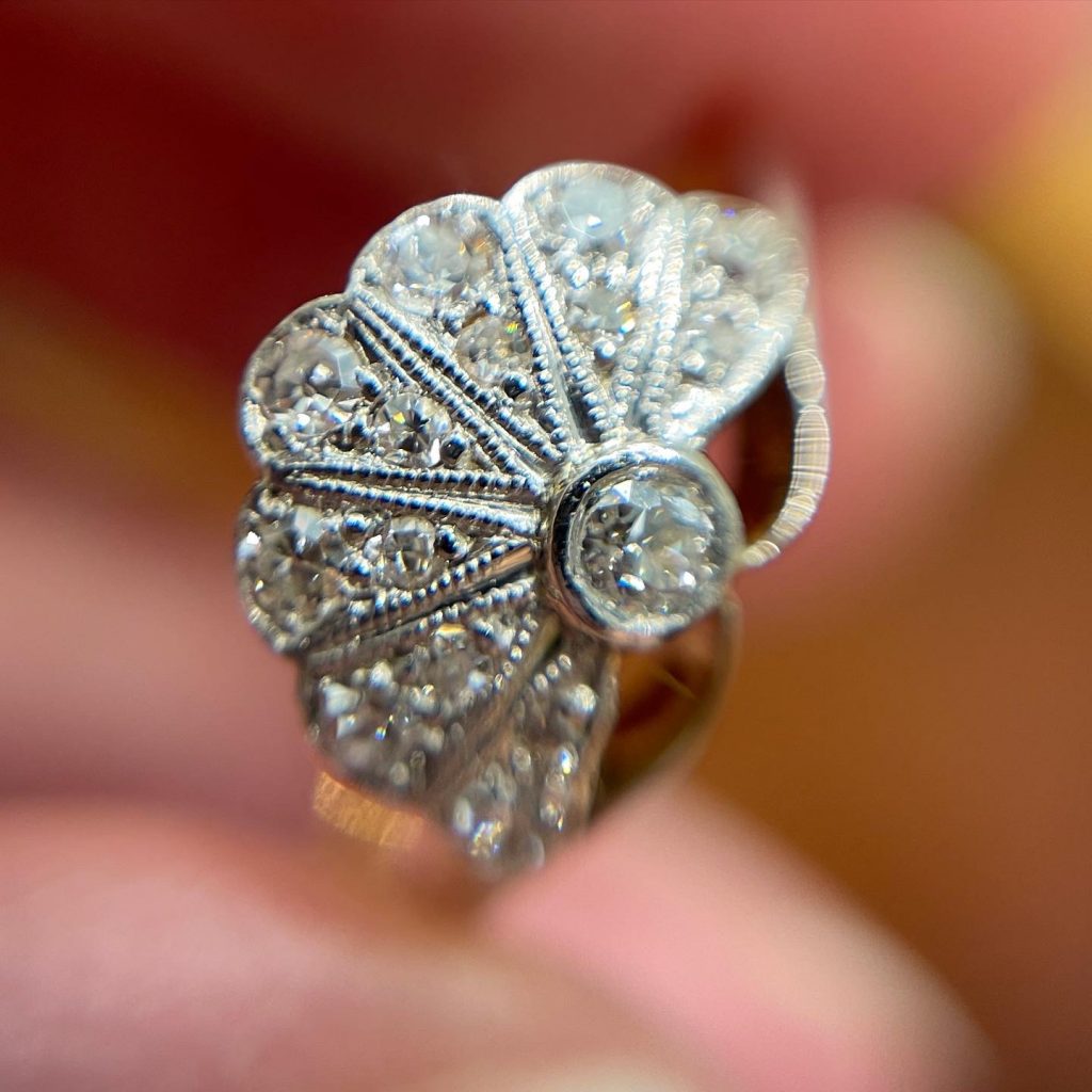 SOLD: Edwardian diamond fan ring, circa 1915 | Karen Deakin Antiques