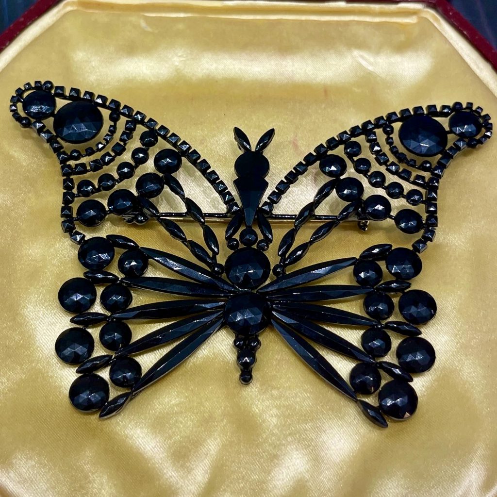 Large French jet butterfly brooch | Karen Deakin Antiques