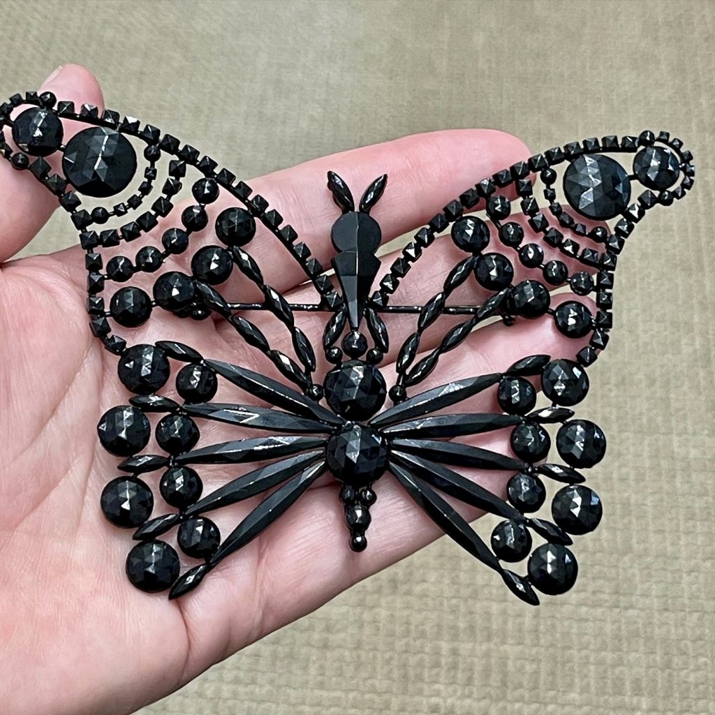Large French jet butterfly brooch | Karen Deakin Antiques