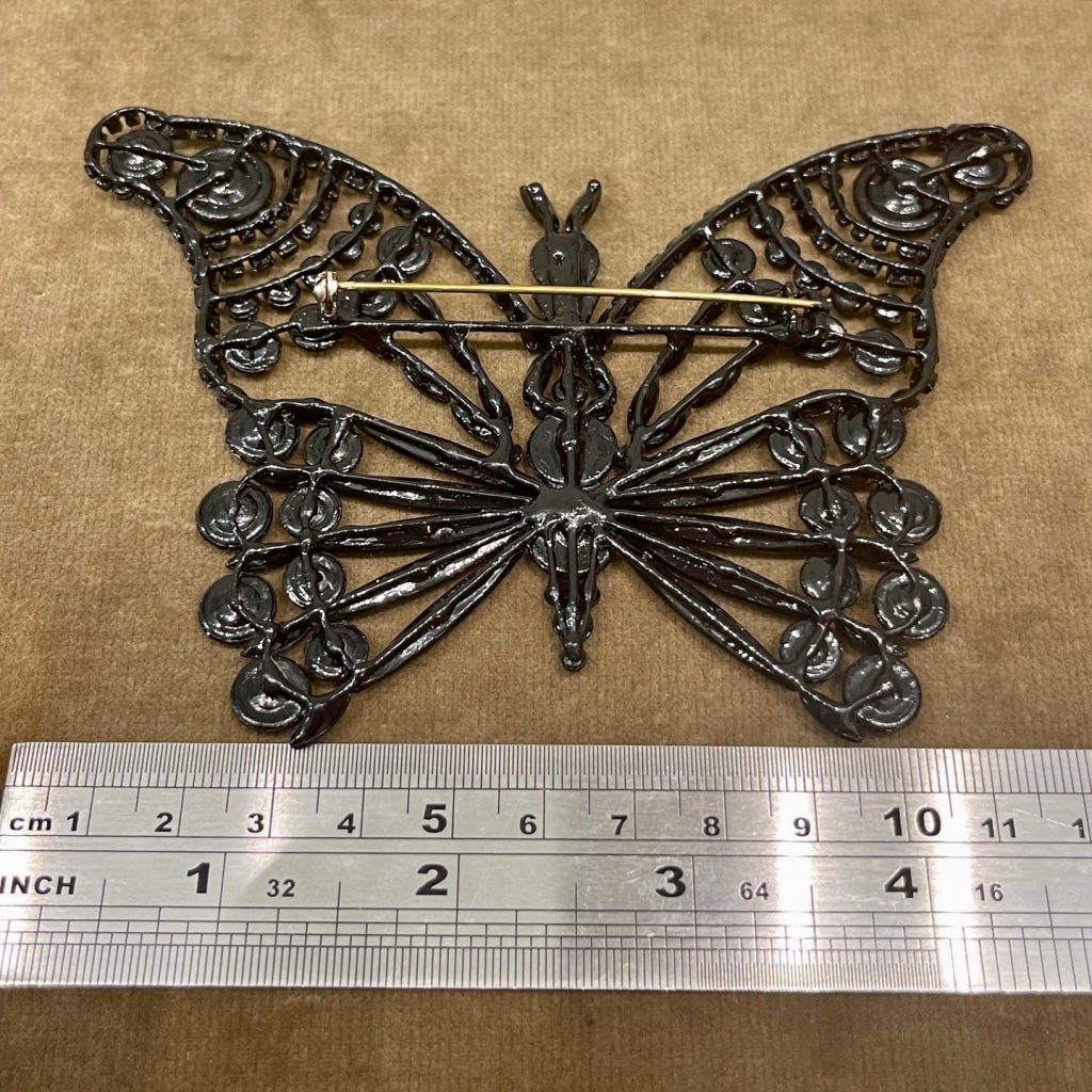 Large French jet butterfly brooch | Karen Deakin Antiques