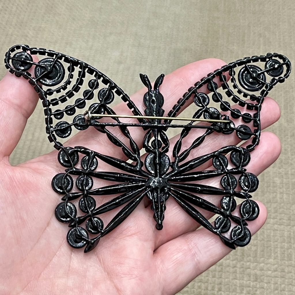 Large French jet butterfly brooch | Karen Deakin Antiques
