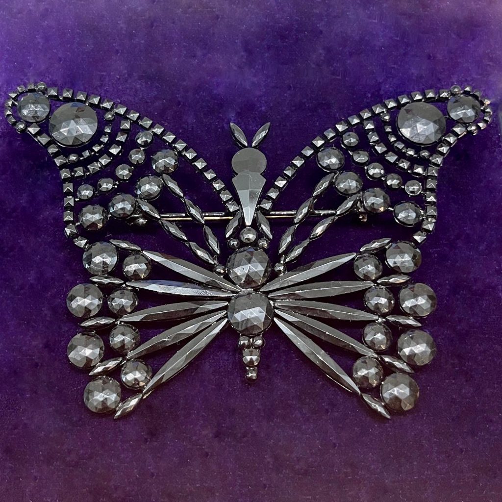 Large French jet butterfly brooch | Karen Deakin Antiques