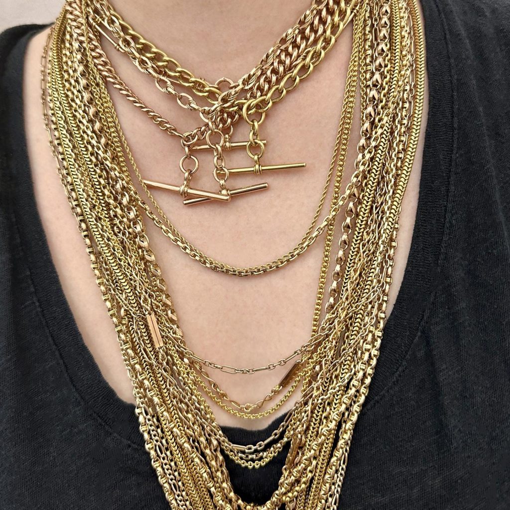 Victorian rose gold guard chain, circa 1880 | Karen Deakin Antiques