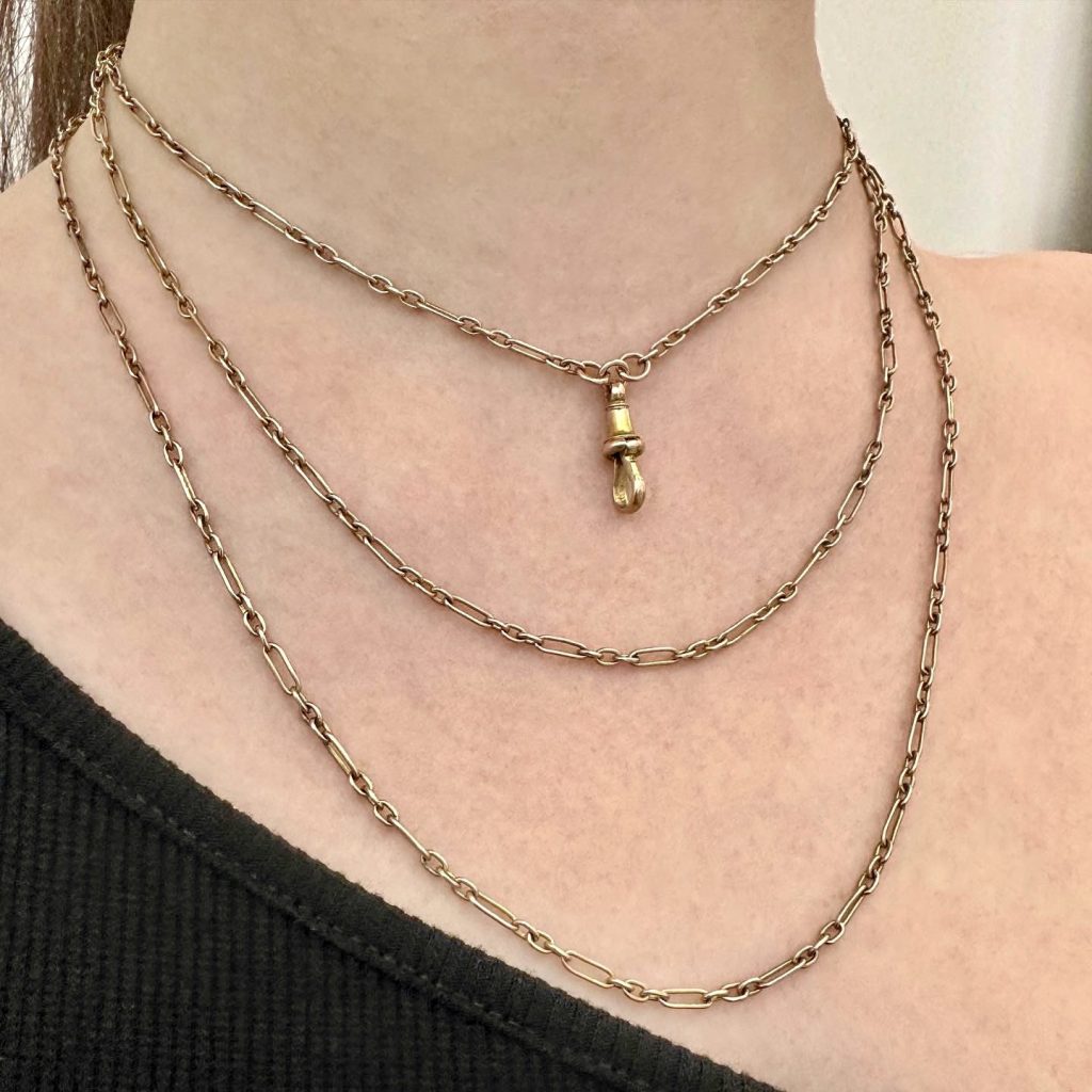Victorian rose gold guard chain, circa 1880 | Karen Deakin Antiques
