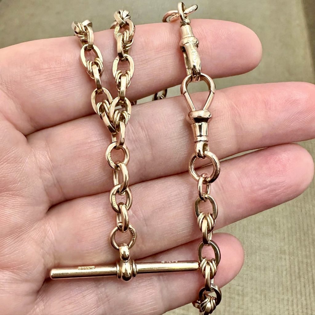 LAYAWAY: Victorian rose gold watch chain, hallmarked Chester 1897 ...