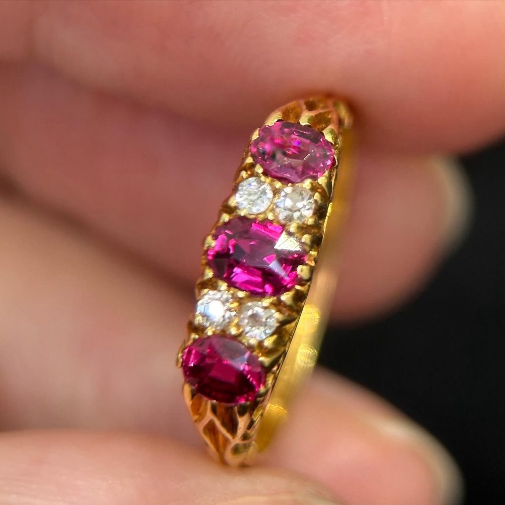 SOLD: Edwardian ruby and diamond seven-stone ring, hallmarked 1906 ...
