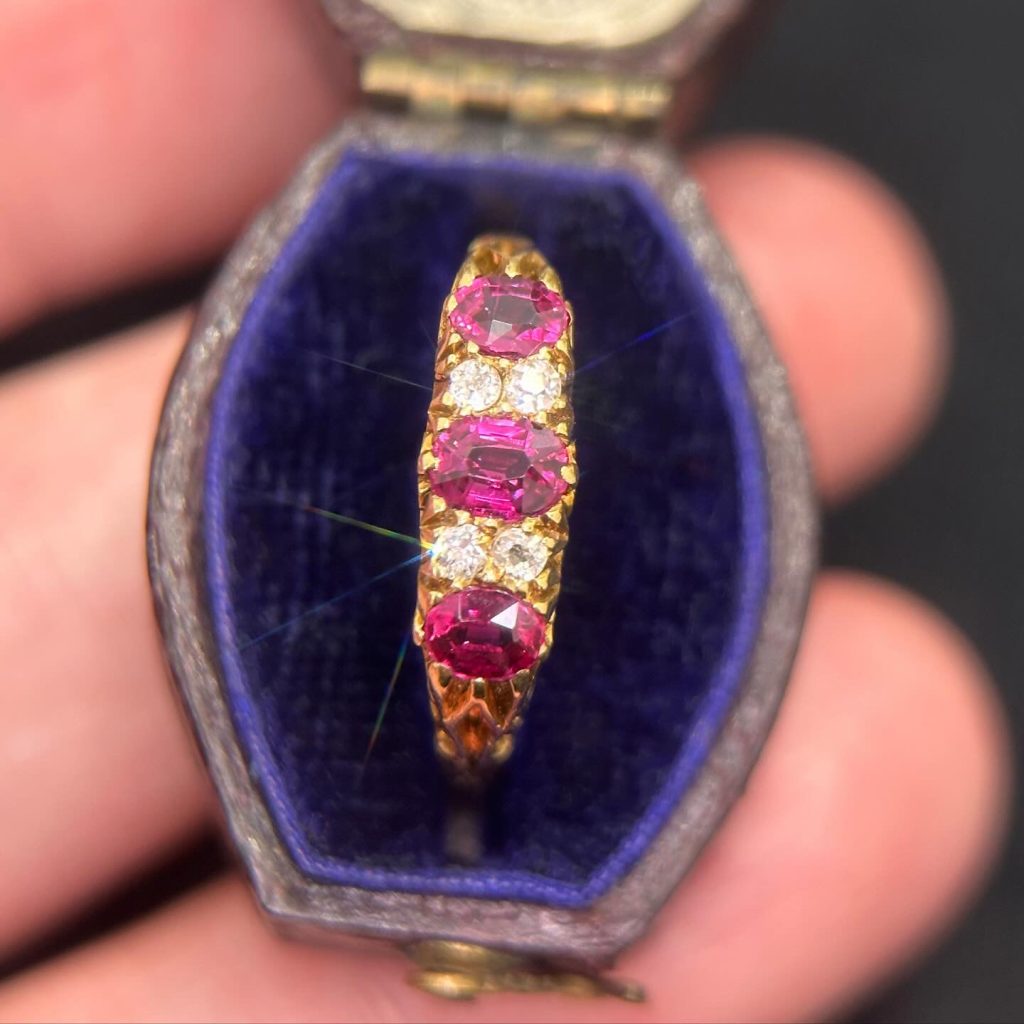 SOLD: Edwardian ruby and diamond seven-stone ring, hallmarked 1906 ...