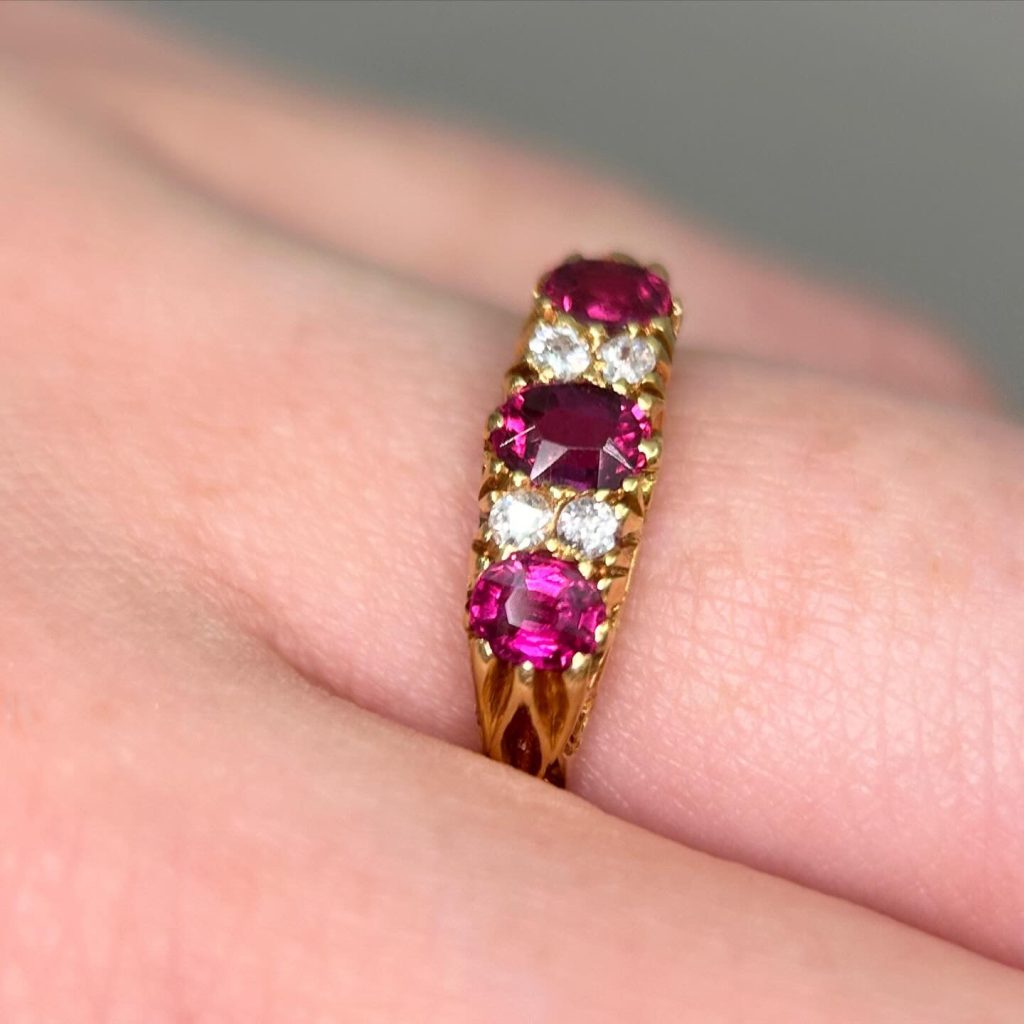 SOLD: Edwardian ruby and diamond seven-stone ring, hallmarked 1906 ...
