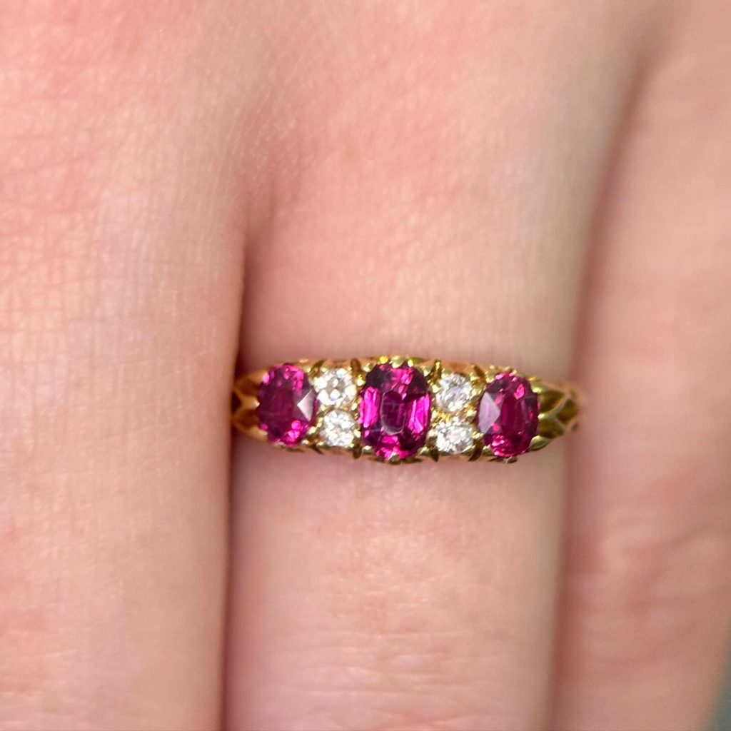 SOLD: Edwardian ruby and diamond seven-stone ring, hallmarked 1906 ...
