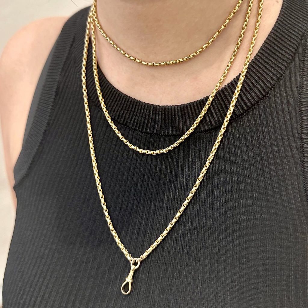 Victorian gold guard chain, circa 1890 | Karen Deakin Antiques