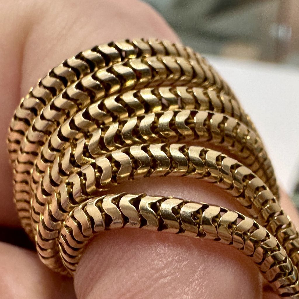 SOLD: Victorian Brazilian/snake link guard chain, circa 1900 | Karen ...