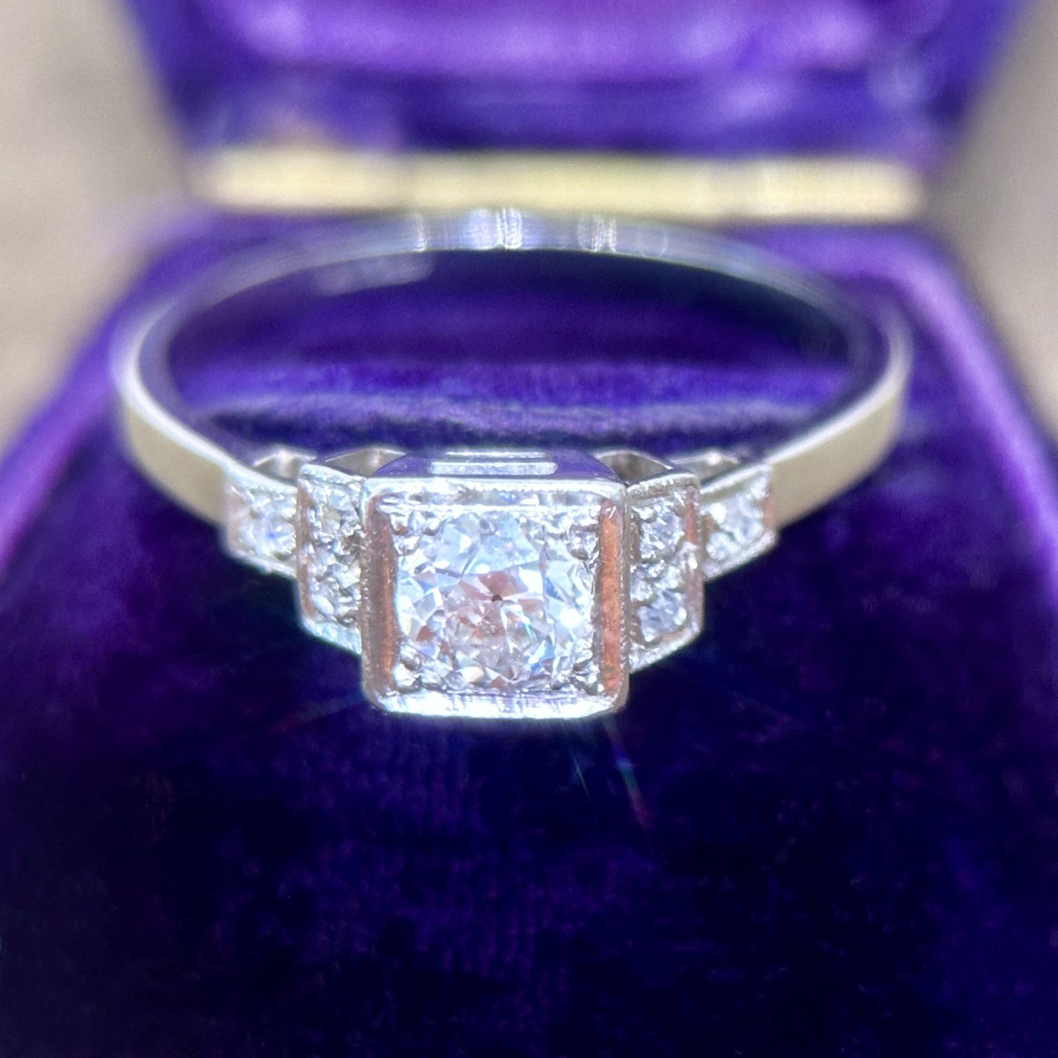 Art Deco square set diamond ring, circa 1930 | Karen Deakin Antiques